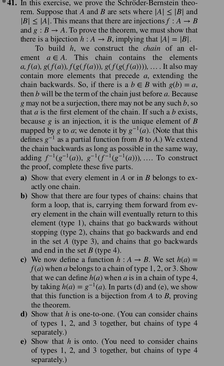 Describe the Schroeder-Bernstein theorem. Give an | Chegg.com