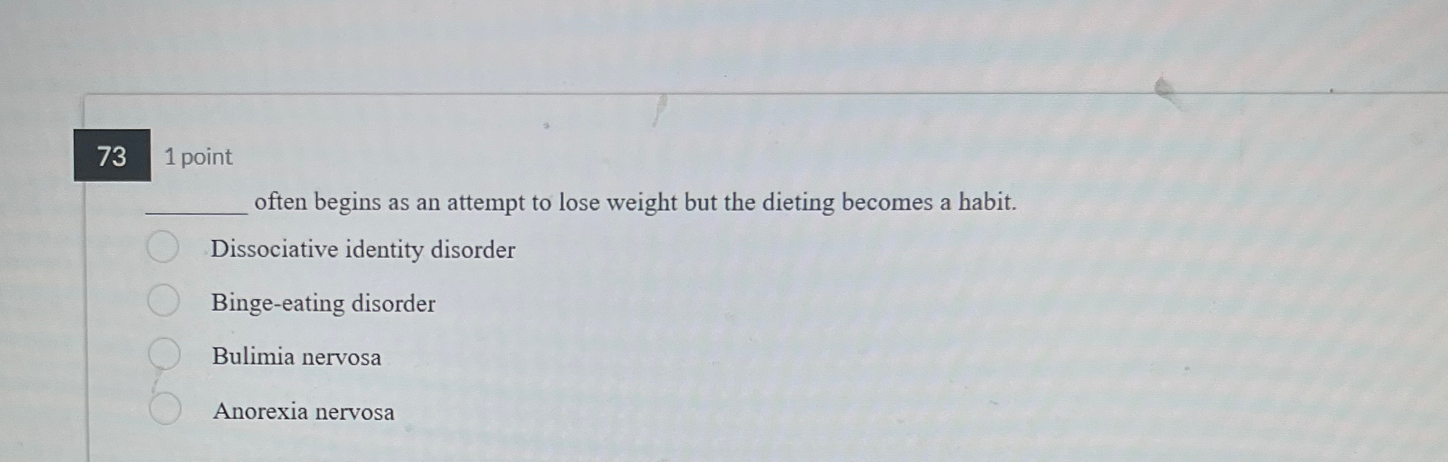 Solved 731 ﻿pointq, ﻿often begins as an attempt to lose | Chegg.com