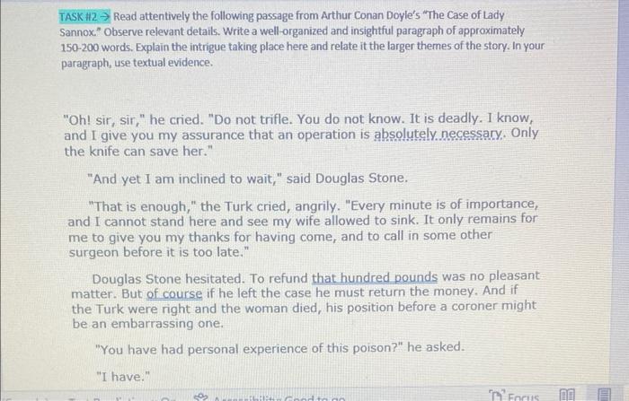 TASK #12→ Read attentively the following passage from | Chegg.com