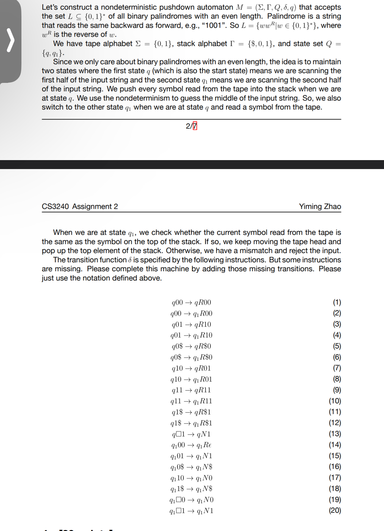 Solved Let's construct a nondeterministic pushdown automaton | Chegg.com