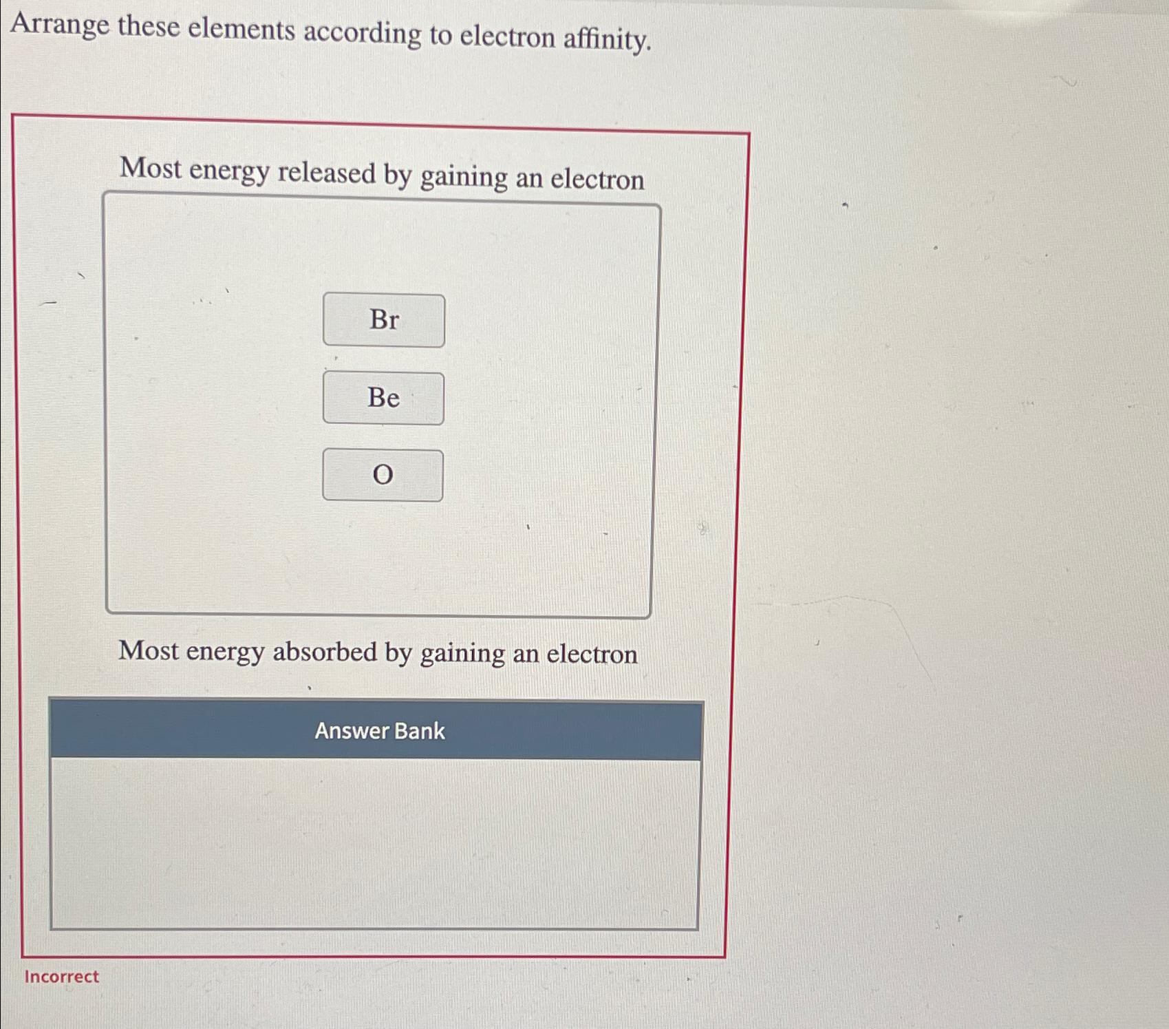 Solved Arrange these elements according to electron | Chegg.com
