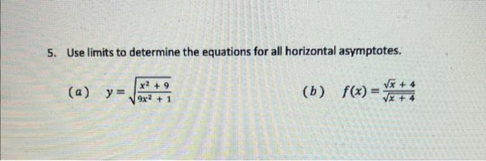 Solved 5. Use limits to determine the equations for all | Chegg.com