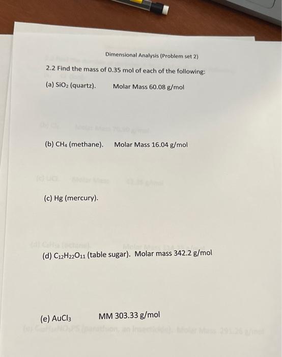 Solved Dimensional Analysis (Problem set 2) 2.2 Find the | Chegg.com