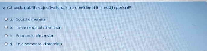 Solved Which Sustainability Objective Function Is Considered