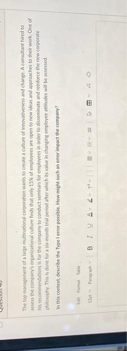 Solved The top management of a large multinational | Chegg.com