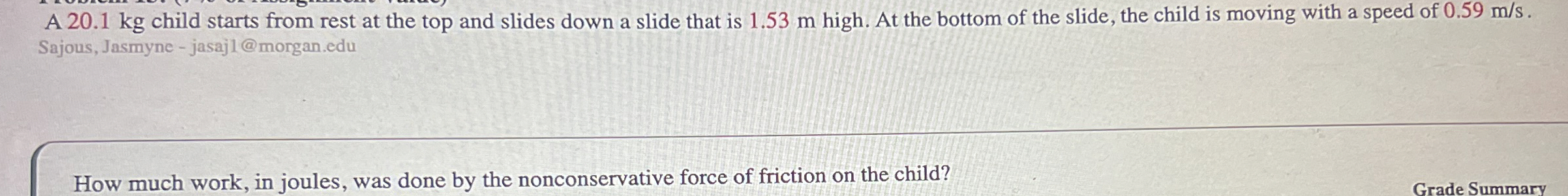 Solved A 20.1 ﻿kg child starts from rest at the top and | Chegg.com