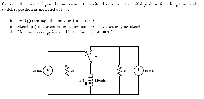 Solved Consider the circuit diagram below; assume the switch | Chegg.com