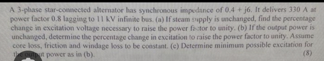 Solved A 3-phase star-connected alternator has synchronous | Chegg.com