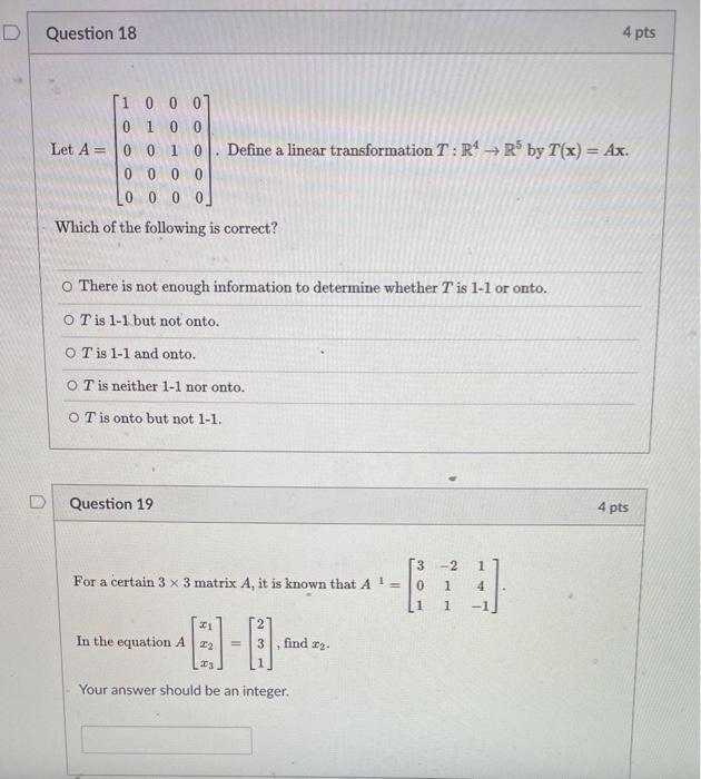 Solved two easy matrices questions will leave thumbs up for | Chegg.com