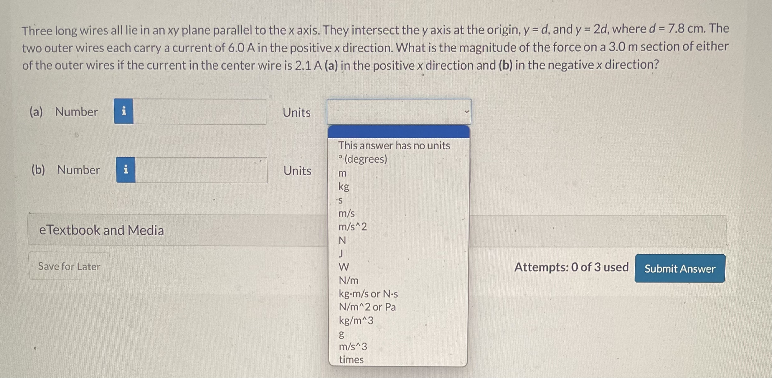 Solved Three long wires all lie in an xy plane parallel to | Chegg.com