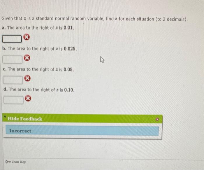 Solved Given that z is a standard normal random variable, | Chegg.com