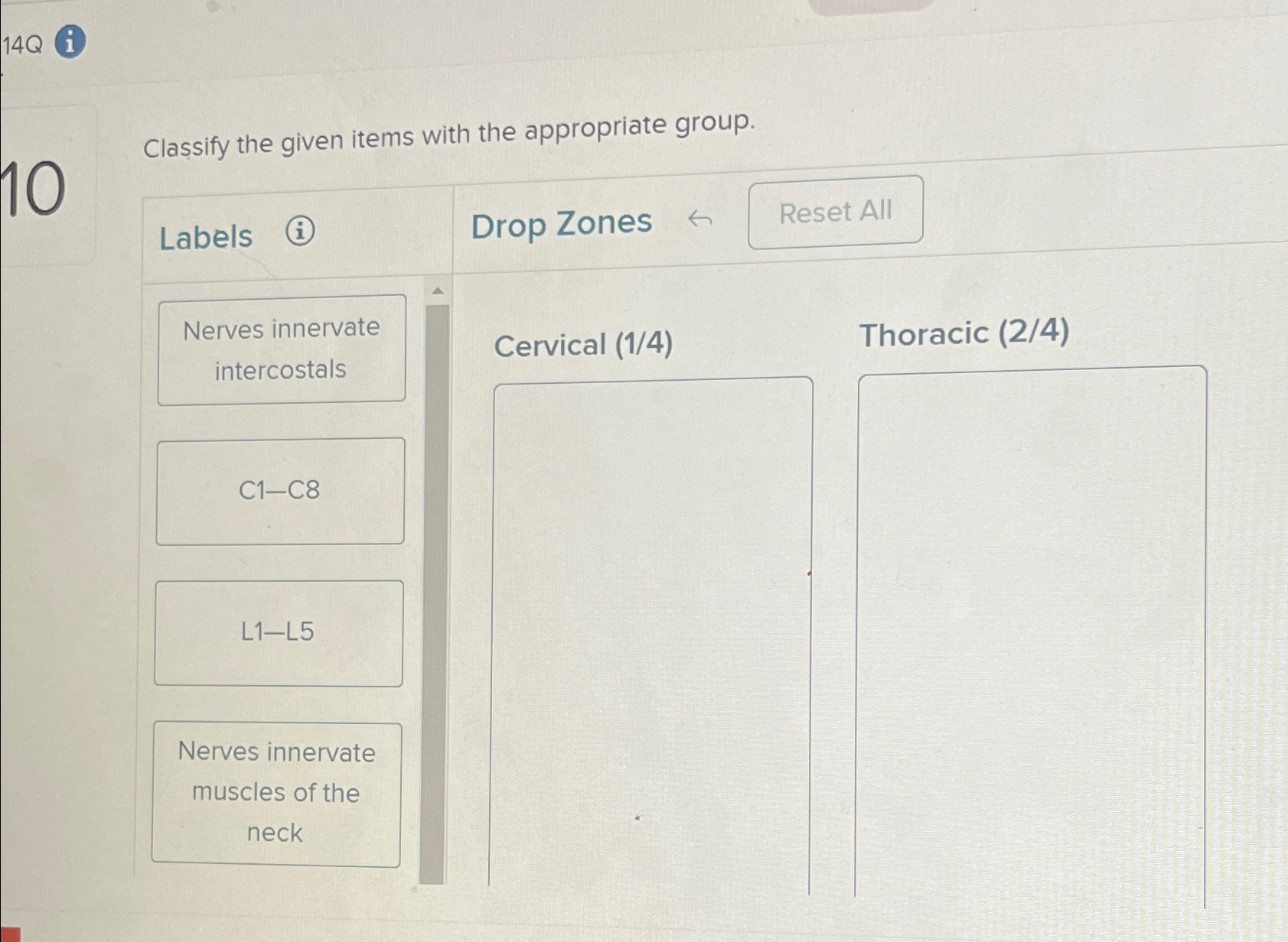 Solved 14Q iClassify the given items with the appropriate | Chegg.com