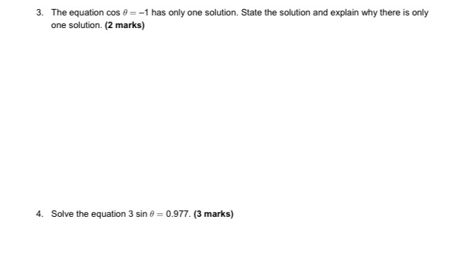 Solved Solving Linear Trigonometric Equations 1 For Each Of