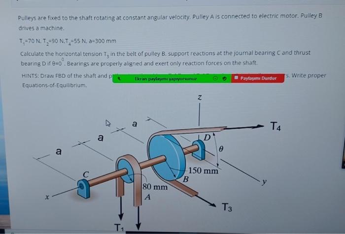 Solved Pulleys are fixed to the shaft rotating at constant | Chegg.com