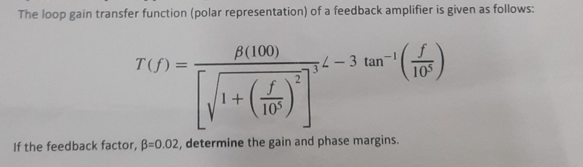 Solved The loop gain transfer function (polar | Chegg.com