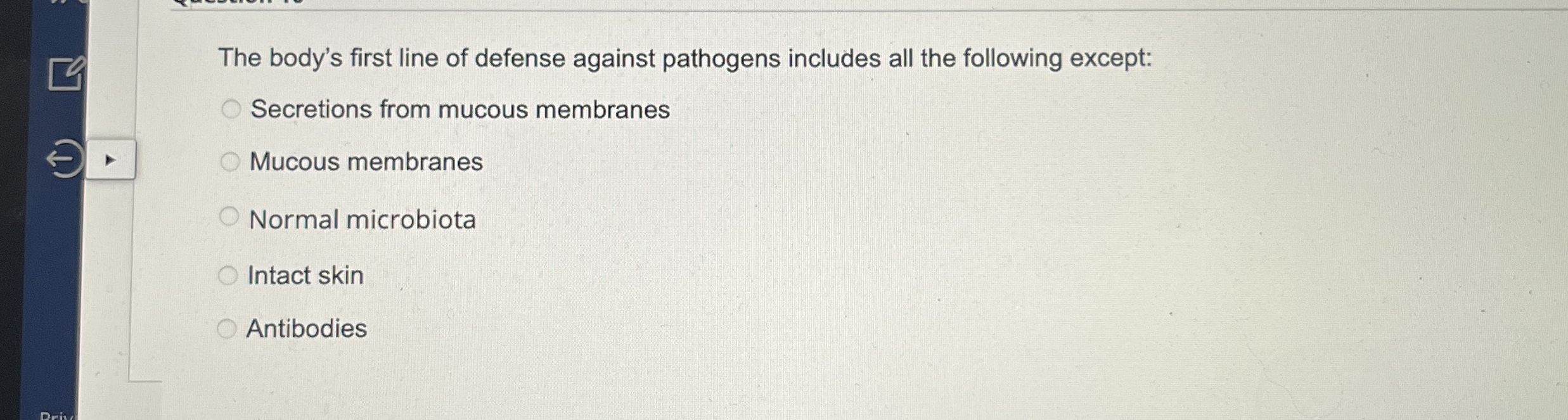 Solved The body's first line of defense against pathogens | Chegg.com