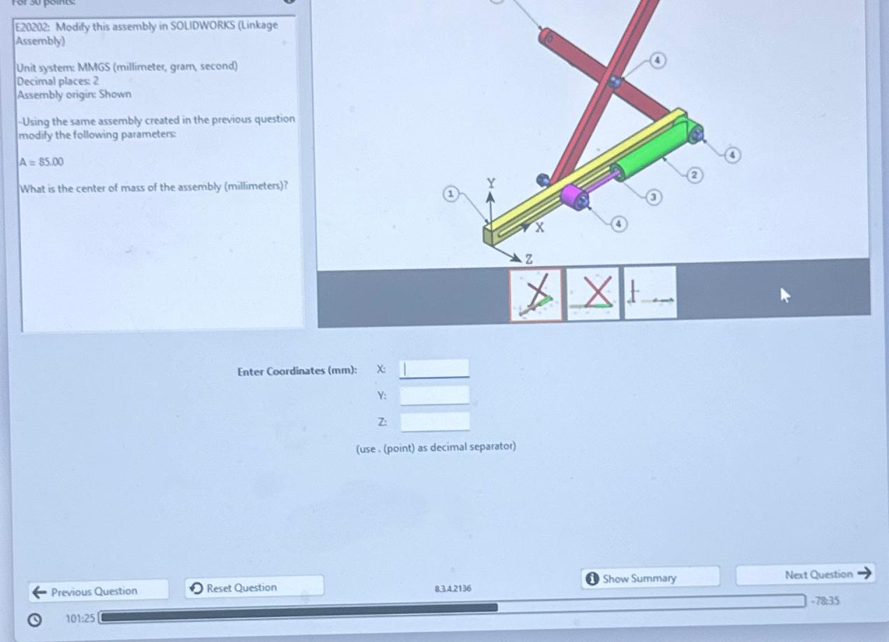Solved E20202. ﻿Modity this assembly in SOUDWORKS (Linkage | Chegg.com