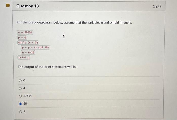 Solved For the pseudo-program below, assume that variables | Chegg.com