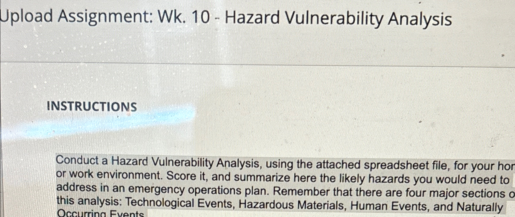 Solved Upload Assignment: Wk. 10 - ﻿Hazard Vulnerability | Chegg.com