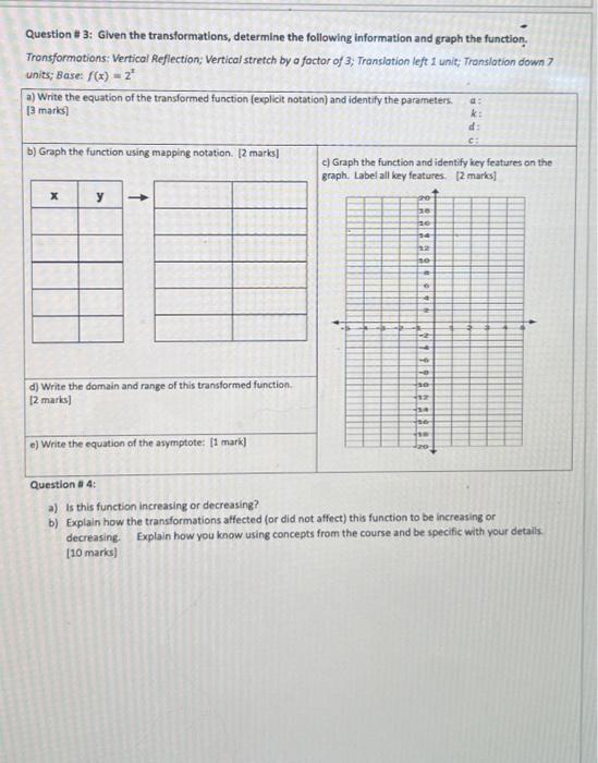 Solved Question \# 3: Given the transformations, determine | Chegg.com