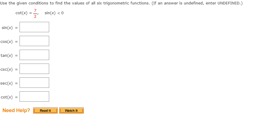 Solved Use the given conditions to find the values of all | Chegg.com