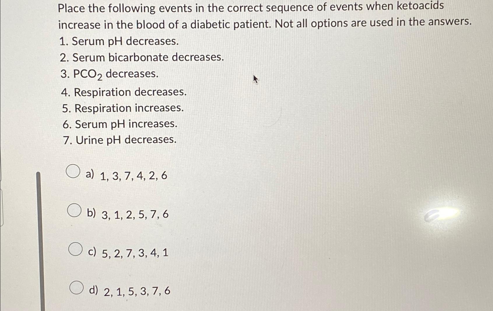 Solved Place the following events in the correct sequence of | Chegg.com