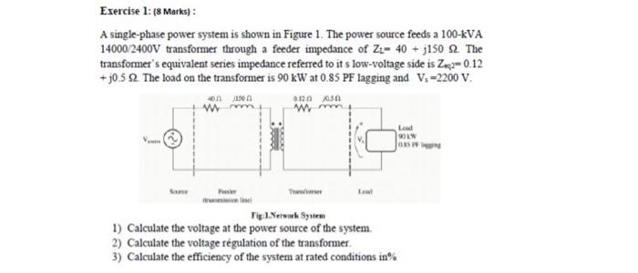 Solved A single-phase power system is shown in Figure 1. The | Chegg.com