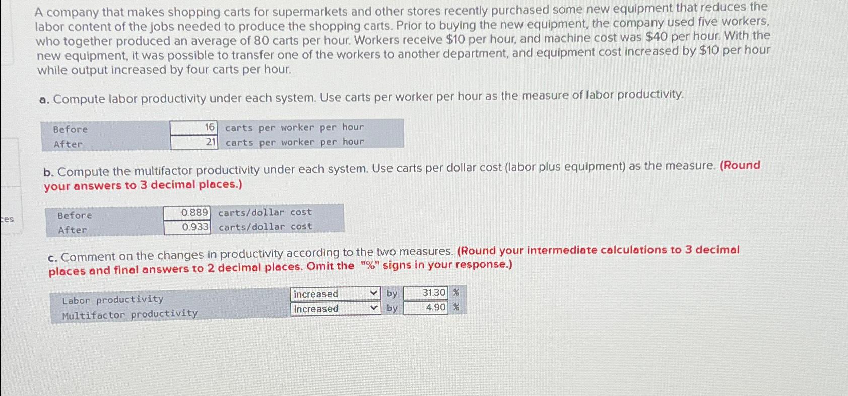 Solved A company that makes shopping carts for supermarkets | Chegg.com