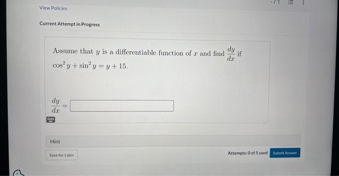 Solved Assume that y is a differentiable function of x and | Chegg.com