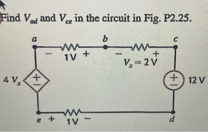 Solved Find Vad and Vce in the circuit in Fig. P2.25. | Chegg.com
