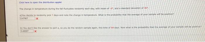 Solved Click here to open the distribution applet The change | Chegg.com