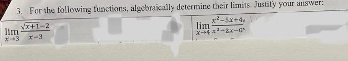 Solved 3. For the following functions, algebraically | Chegg.com