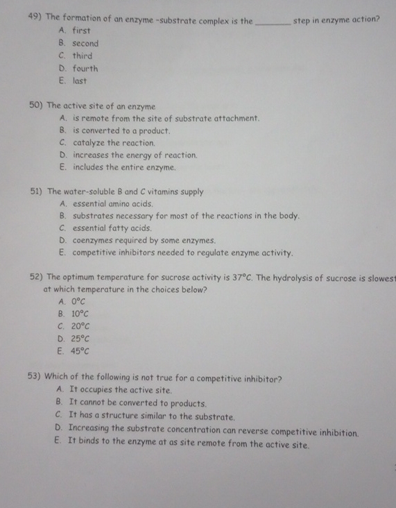 Solved The formation of an enzyme -substrate complex is | Chegg.com