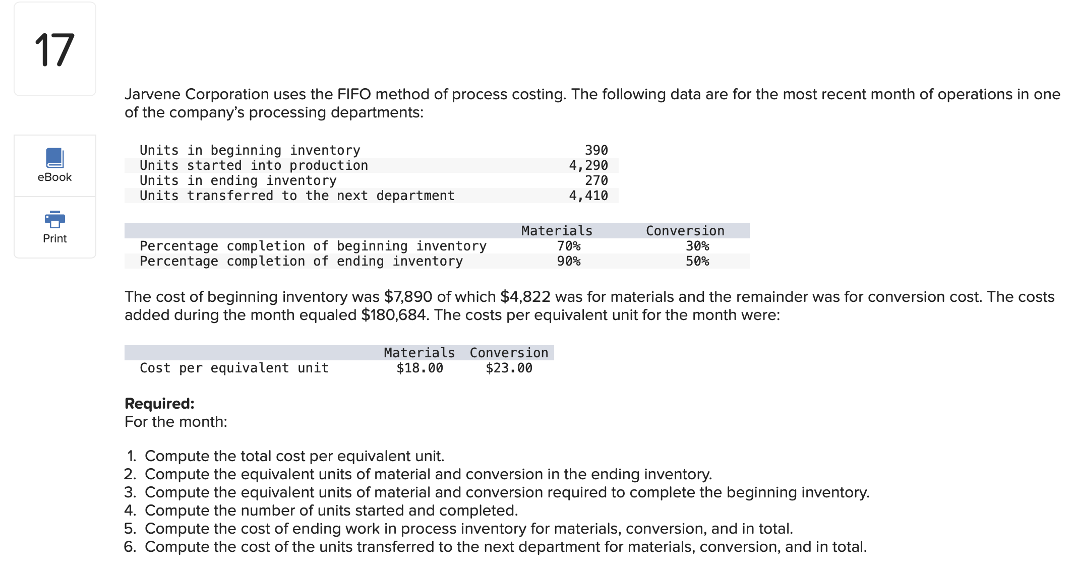 Solved Jarvene Corporation uses the FIFO method of process | Chegg.com