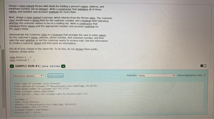 Solved Java Design a class named Person with fields | Chegg.com
