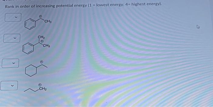 Solved Rank in order of increasing potential energy ( 1 - | Chegg.com