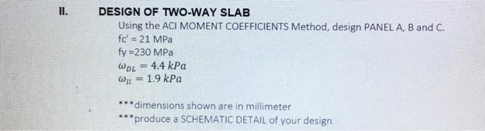 Solved II. DESIGN OF TWO-WAY SLAB Using the ACI MOMENT | Chegg.com
