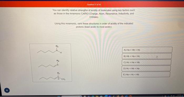 Solved You can identify relative strengths of acidity of | Chegg.com
