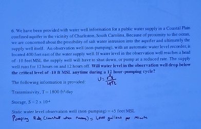 We have been provided with water well informaxion for | Chegg.com