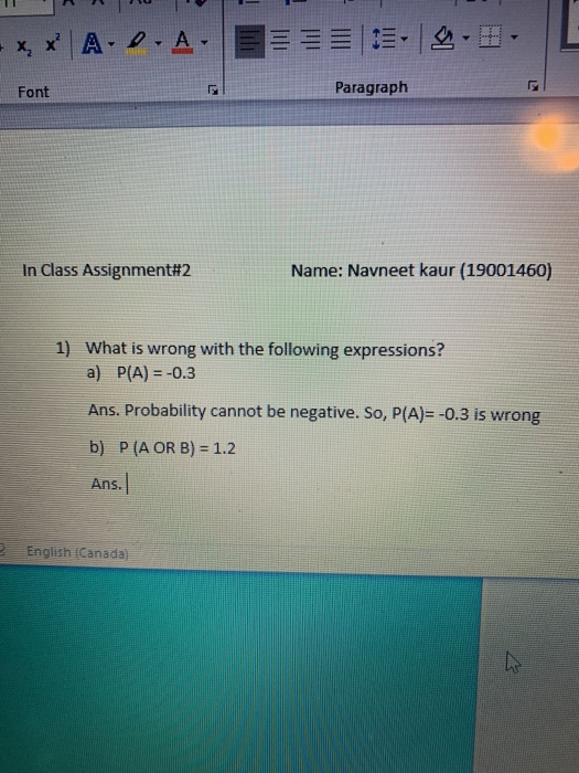 Solved TAR + X, X A. P.A . EEEE. Font Paragraph In Class | Chegg.com