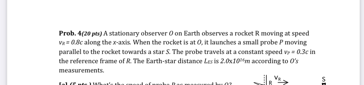 Solved Prob. 4(20 ﻿pts) ﻿A stationary observer O ﻿on Earth | Chegg.com