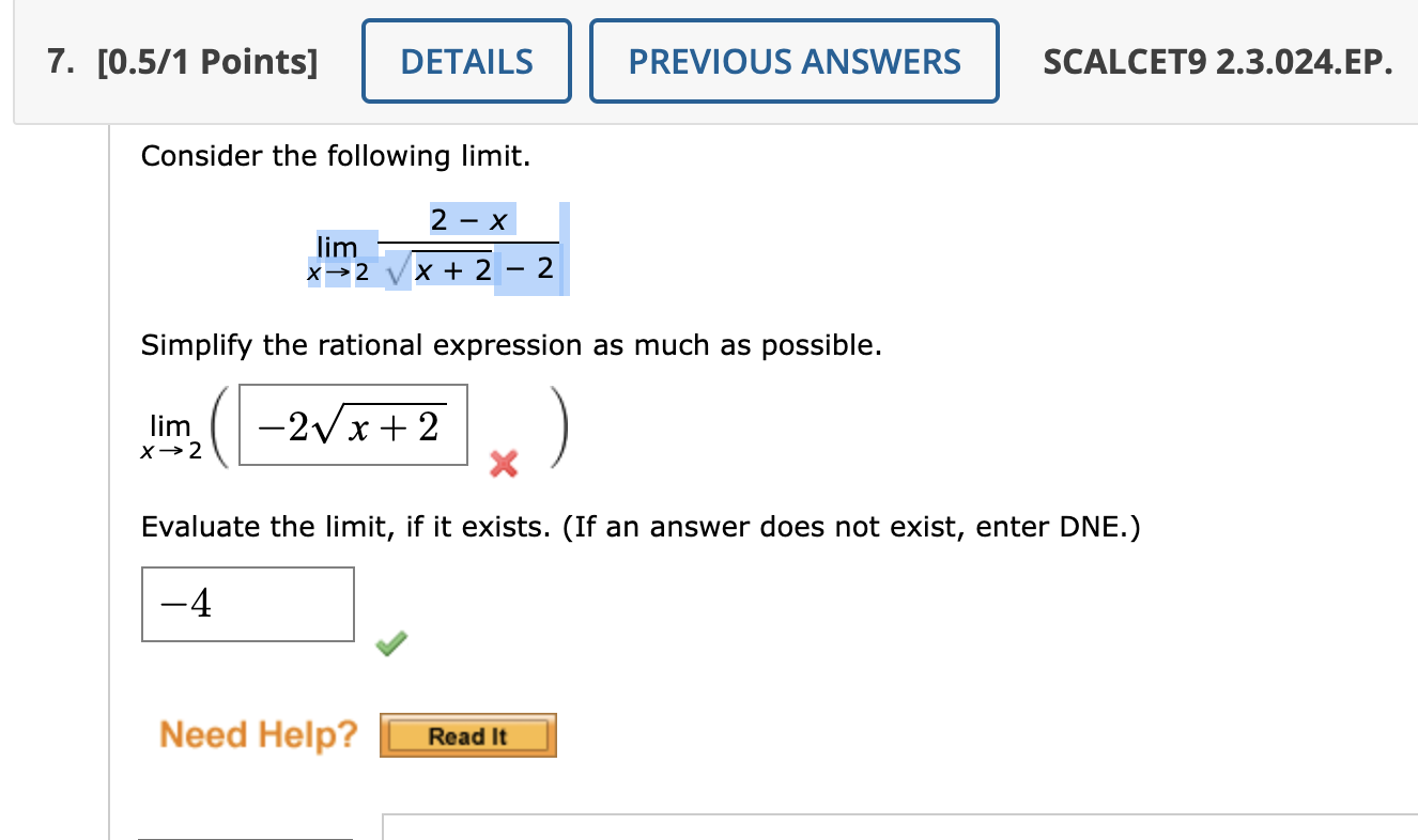 Solved Consider the following limit.limx→22-xx+22-2Simplify | Chegg.com