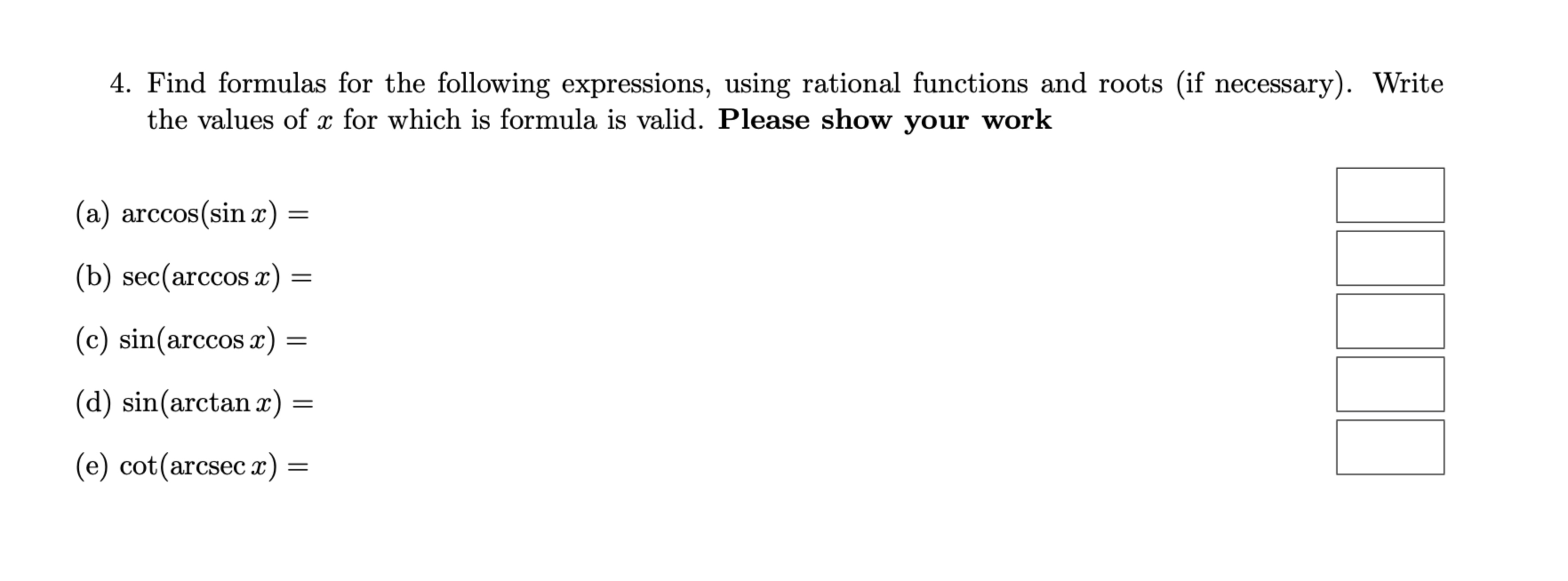 Solved Find formulas for the following expressions, using | Chegg.com