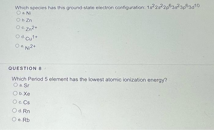 Solved Which Species Has This Ground State Electron