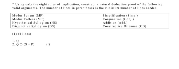 Solved Using only the eight rules of implication, construct | Chegg.com