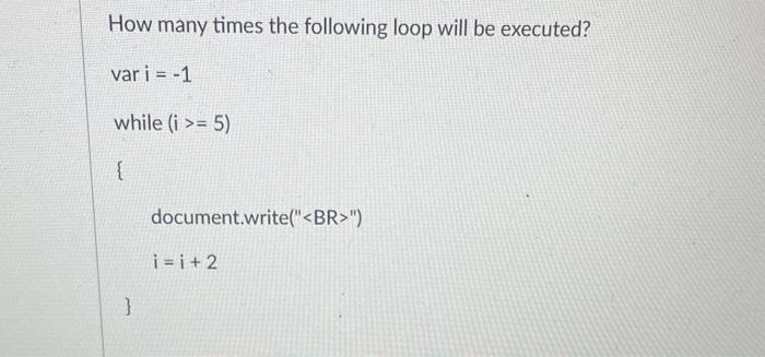 Solved How many times the following loop will be executed? | Chegg.com