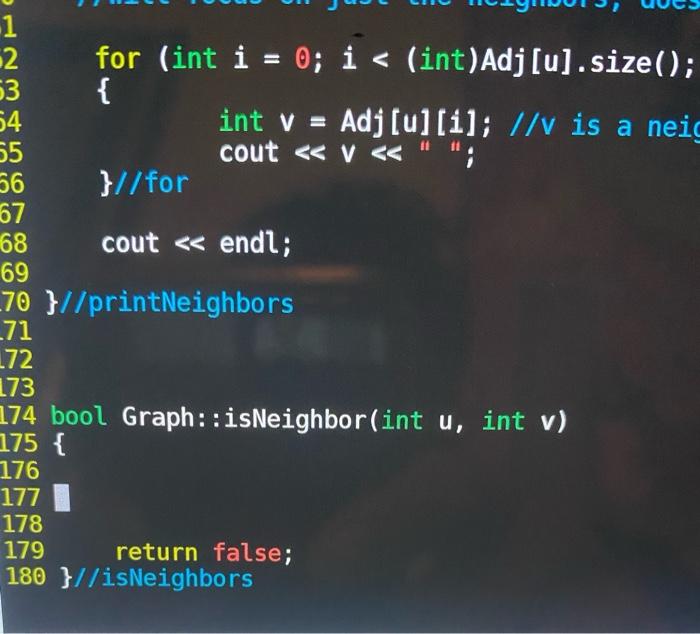 Solved and returns true if there is an edge from u to v in | Chegg.com Solved and returns true if there is an edge from u to v in | Chegg.com