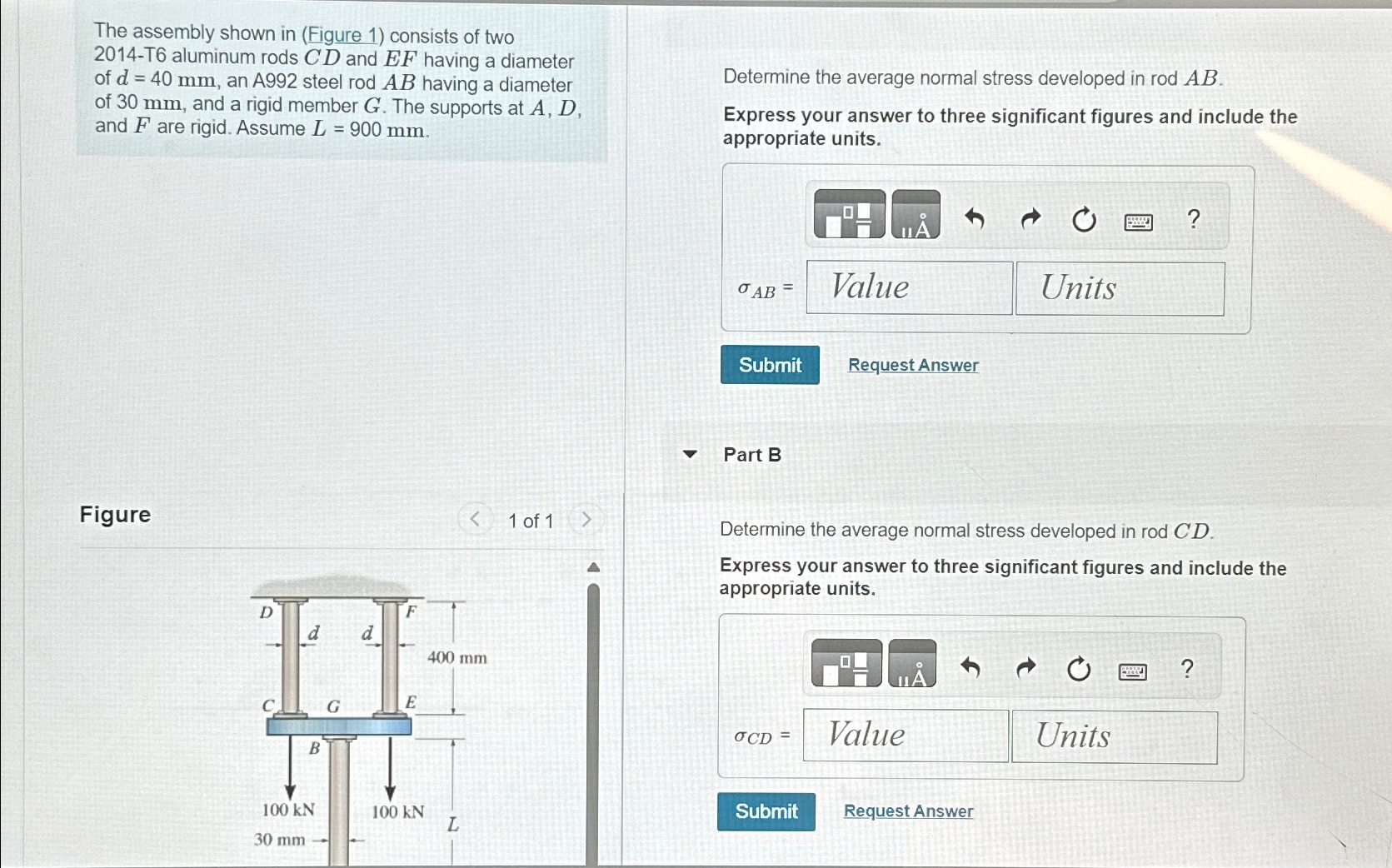 Solved The assembly shown in (Figure 1) ﻿consists of two | Chegg.com