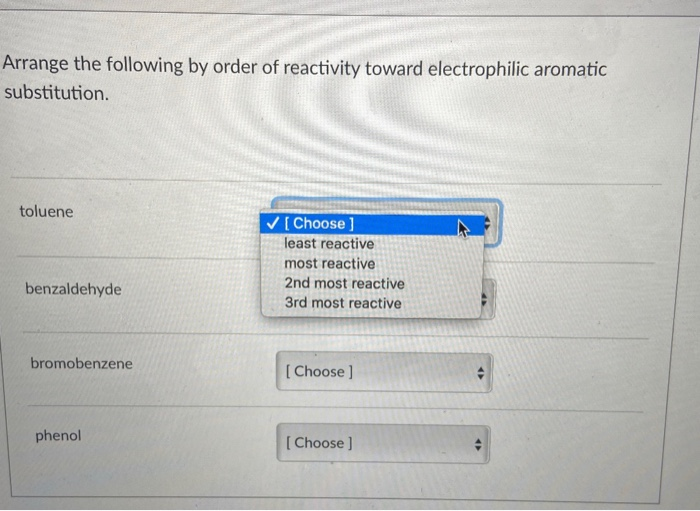 Solved Arrange the following by order of reactivity toward | Chegg.com