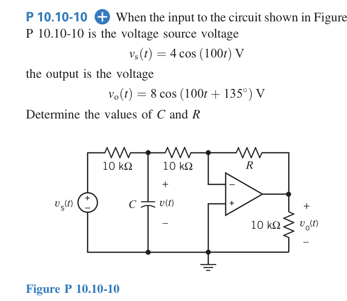 Solved P 10.10-10 o+ ﻿When the input to the circuit shown in | Chegg.com